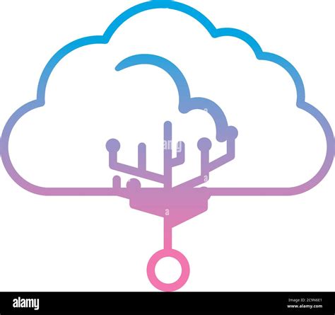 Cloud Computing With Circuit Gradient Style Icon Design Communication Internet And Connectivity