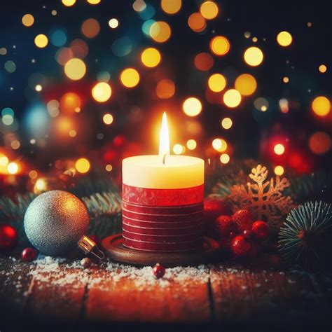 Premium Photo Christmas Candle And Decorations Background