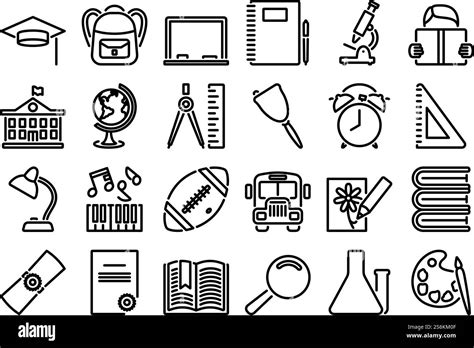Education Icon Set Bold Outline Design With Editable Stroke Width