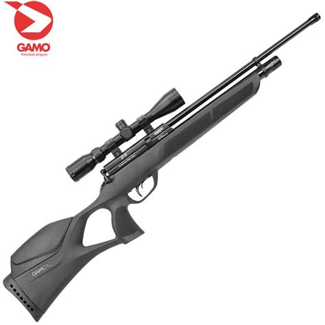 Gamo Phox Pcp Air Rifle Package With Screw On Silencer Pump Scope And