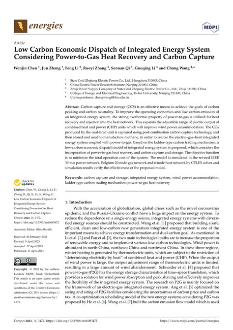 Pdf Low Carbon Economic Dispatch Of Integrated Energy System Considering Power To Gas Heat