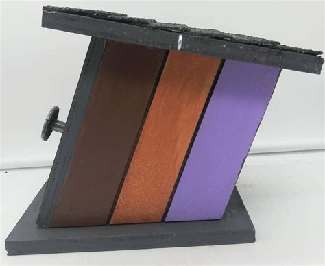 Modern Birdhouse Angled Color Blocking Etched Lines Easy Display Clean
