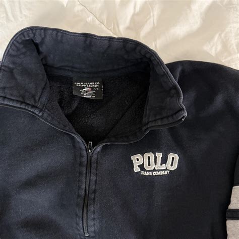Polo Ralph Lauren Navy Quarter Zip Vintage Depop
