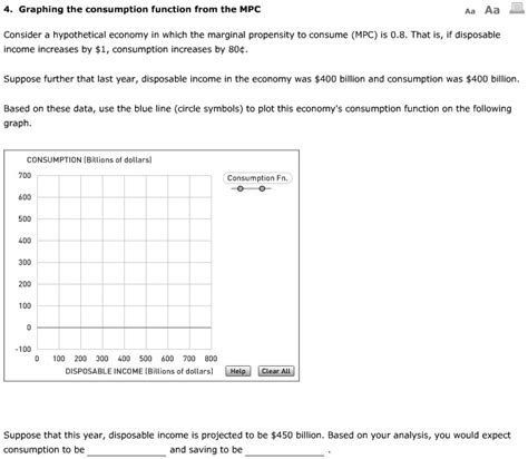 Graphing The Consumption Function From The MPC Consider A Hypothetical Economy In Which The