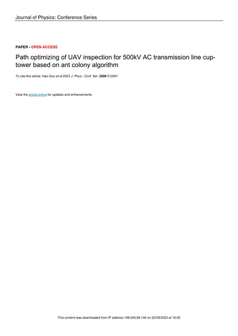 Pdf Path Optimizing Of Uav Inspection For 500kv Ac Transmission Line