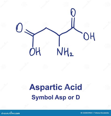 Aspartic Acid Or Aspartate Chemical Structure Vector Illustration Hand