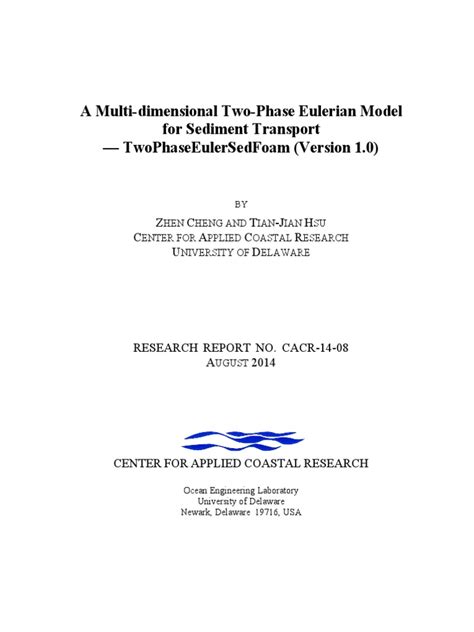 A Multi Dimensional Two Phase Eulerian Model For Sediment Transport
