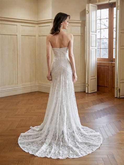 Sexy Mermaid Sweetheart Side Slit Maxi Long Lace Wedding Dresses Online