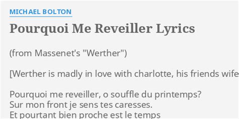 Pourquoi Me Reveiller Lyrics By Michael Bolton Pourquoi Me Reveiller