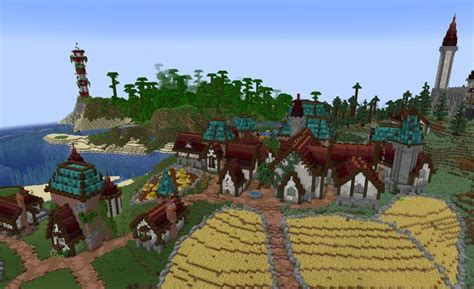 Minecraft Fantasy Village With Brick And Plaster Houses
