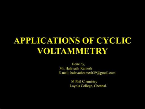 Cyclic Voltammetry Application Pptx Chemistry Science
