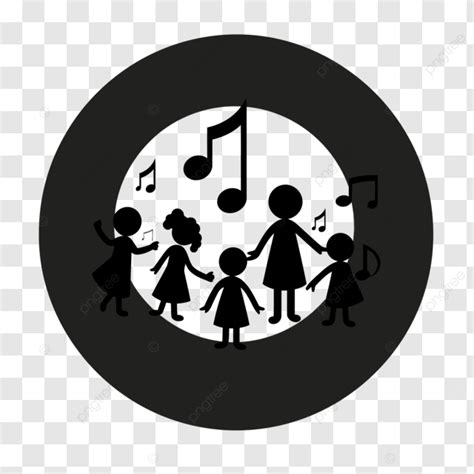 둥근 실루엣에 4인 음악 가족 벡터 흰색 배경에 어린이 음악의 단순한 검은색 아이콘 그림자 없음 작은 프레임 중앙 Png 일러스트 및 벡터 에 대한 무료 다운로드