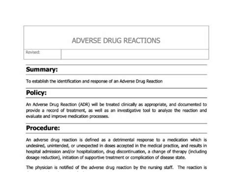 Adverse Drug Reaction Policy Asc Solutions Library