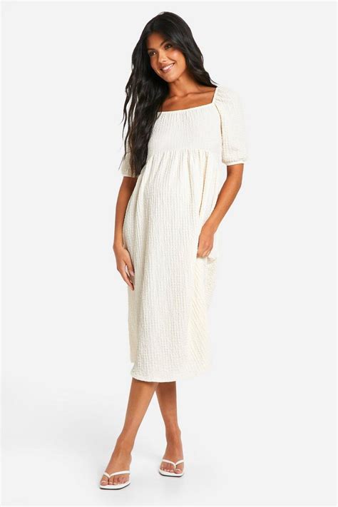 Maternity Textured Jersey Knit Midi Smock Dress Boohoo Usa