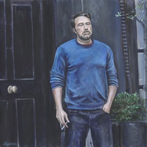 Exhausted Ben Affleck Meme Smoking A Cigarette Outside Of The Door