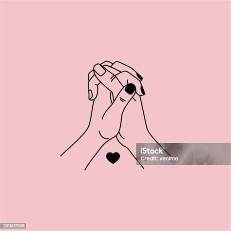 간단한 선형 스타일의 벡터 추상 로고 디자인 템플릿 손 제스처를 들고 사랑과 우정 개념 문신과 스티커 디자인 요소 사랑에 대한 스톡 벡터 아트 및 기타 이미지 Istock
