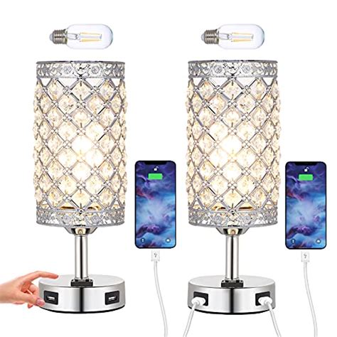 Neoglint Lot de 2 lampes de table en cristal à contrôle tactile lampe