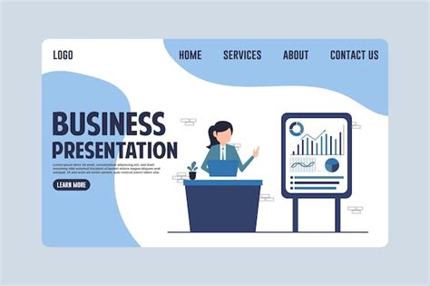 Концепция бизнес презентации Landing Page Иллюстрация дизайна Премиум