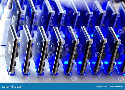 Bitcoin Mining Stock Image Image Of Bitcoins Network 34663175