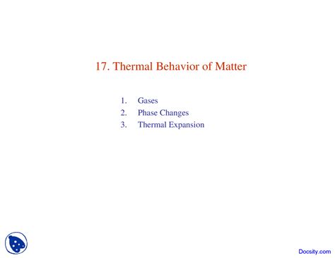 Thermal Behavior Of Matter General Physcis Lecture Slides Docsity