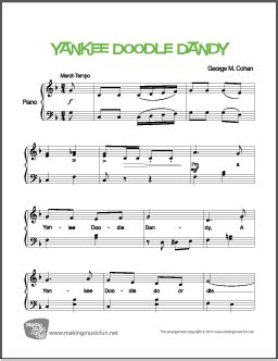 I M A Yankee Doodle Dandy Easy Piano Sheet Music