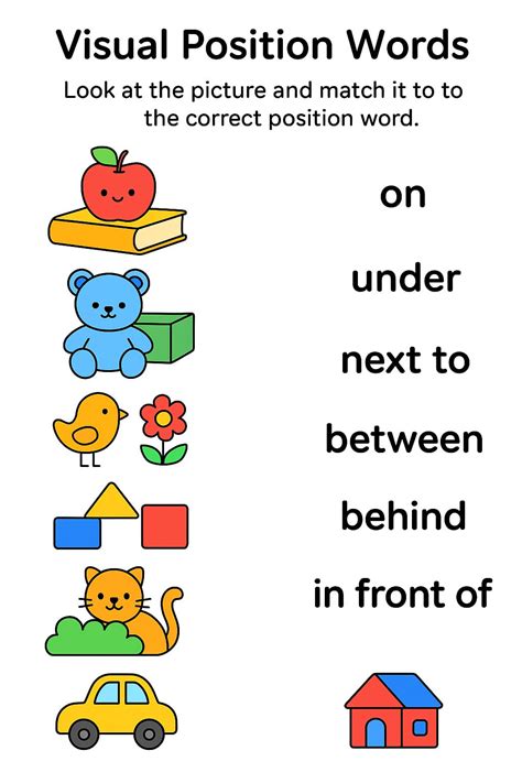 Visual Position Words Worksheet Download And Print Now