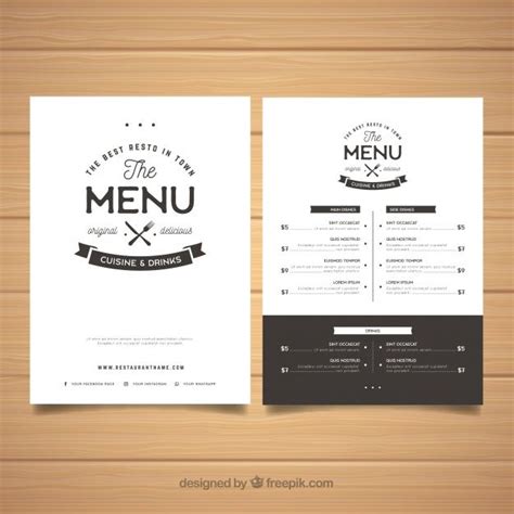 Elegant Black And White Menu Template Menu Design Template Menu