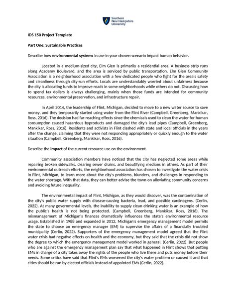 Ids 150 Project Template Ids 150 Project Template Part One Sustainable Practices Describe How