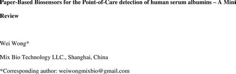 Paper Based Biosensors For The Point Of Care Detection Of Human Serum