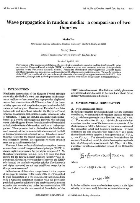 Pdf Wave Propagation In Random Media A Comparison Of Two Theories Dokumen Tips