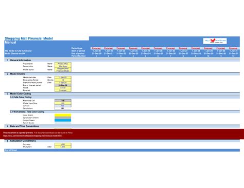 Shopping Mall Financial Model Template Excel Xls