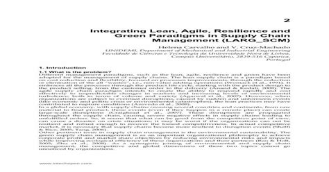 Pdf Integrating Lean Agile Resilience And Green Paradigms In Supply Chain Management