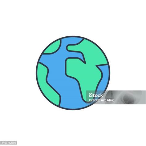 Planet Earth Icon Planet Of Solar System High Quality Coloured Vector