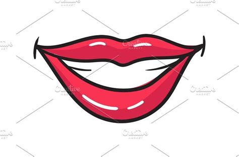 Comic Female Red Lips Sticker Photography Inspiration Portrait Red