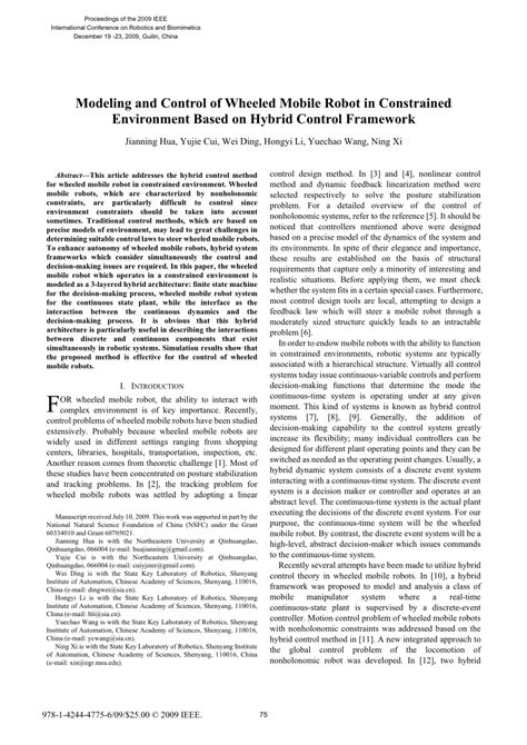 Pdf Modeling And Control Of Wheeled Mobile Robot In Constrained Environment Based On Hybrid