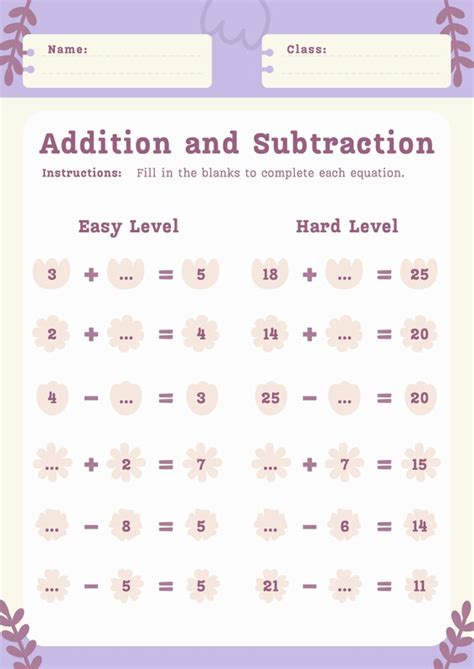Page 2 Free Subtraction Worksheet Templates To Edit And Print Canva