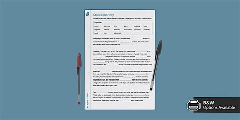 Static Electricity Worksheet KS Science Beyond Twinkl