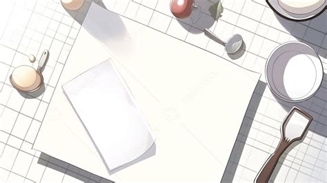 3d Rendered Top View Of Blank Paper With Kitchen Utensils Powerpoint