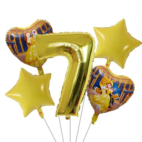 5 шт красота и чудовище шары цифры воздушный шар Принцесса Девочка День Рождения украшения