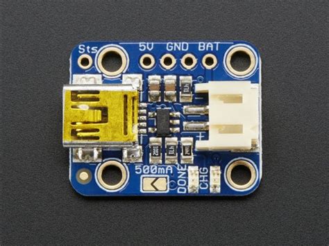Adafruit Mini Lipo W Mini B Usb Jack Usb Liion Lipoly Charger V1