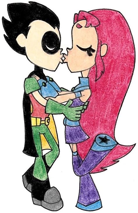 Robin And Starfire Kiss