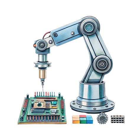 Futuristic Robotic Arm Assembling Electronic Components On Circuit Board Showcasing Advanced