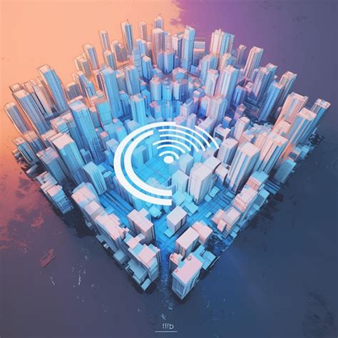 Premium Photo City Wifi Network Concept Wifi Symbols Integrated With Urban Elements For Social