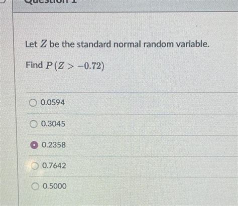 solved let z be the standard normal random variable find