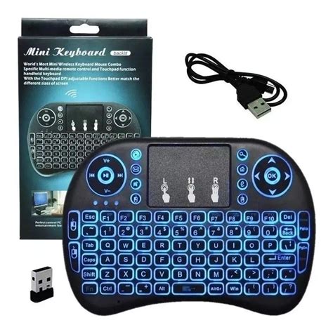 Mini Teclado Keyboard Sem Fio Wireless Usb Led MadeiraMadeira