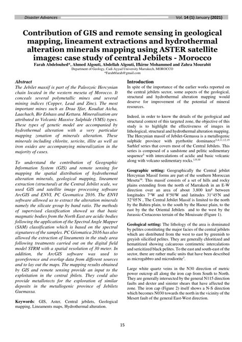Pdf Contribution Of Gis And Remote Sensing In Geological Mapping Lineament Extractions And