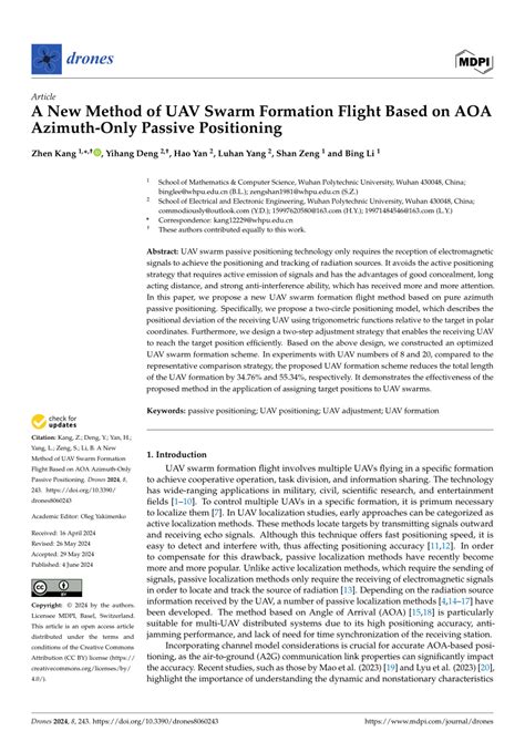 Pdf A New Method Of Uav Swarm Formation Flight Based On Aoa Azimuth