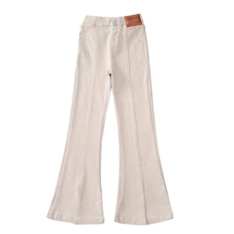 Tollder Girl High Elastic Waist Flare Leg Pants Wide Leg Casual Long
