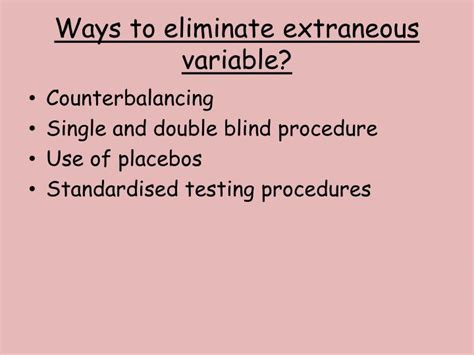 Ppt Distinguishing Between Extraneous And Confounding Variables