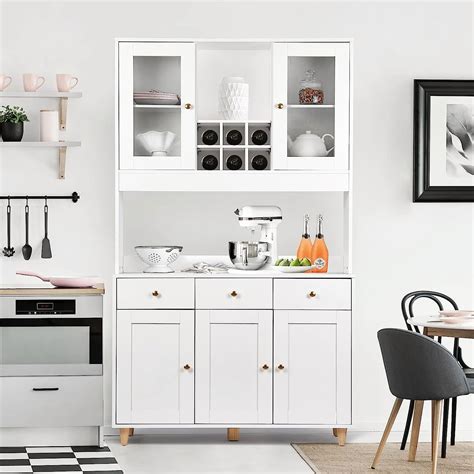 HOMCOM Buffet de Cuisine Armoire de Cuisine Meuble vitrine 7 étagères